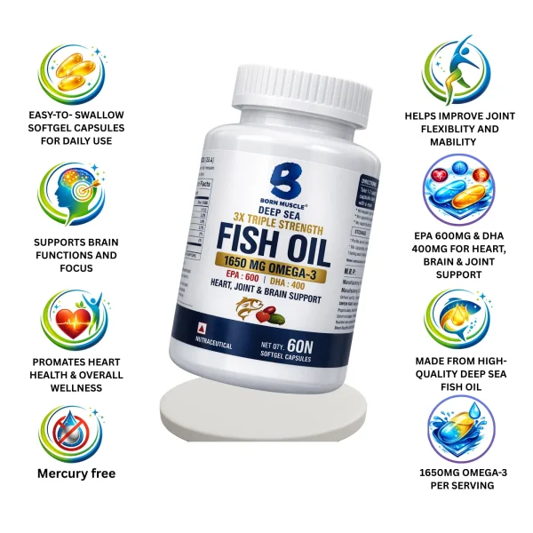Tripple Strength Fishoil – 60N[Unflavoured] – Bornmuslce